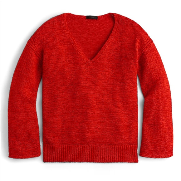 J. Crew | Sweaters | J Crew Flare Sleeve Swing Sweater Red Orange Small ...